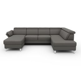 Sit & More sit&more Wohnlandschaft &raquo;Vincenzo U-Form&laquo; inklusive Kopfteilverstellung, optional Schlaffunktion & Bettkasten grau B/H/T: 317cm x 84cm x 93cm, Luxus-