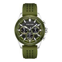 Police Herren Quarzuhr &raquo;Motion&laquo; Armbanduhr, Herrenuhr, Silikonarmband, analog, Tag, Wochentag gr&uuml;n Einheitsgr&ouml;&szlig;e