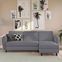 Ecksofa &raquo;Perry, L-Form,&laquo; R&uuml;ckenlehne, verschiedene Farbvarianten, Sitzh&ouml;he 43 cm, Breite 219 cm grau 100% Polyester B/H/T: 219cm x 82cm x 153cm, 