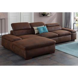 OTTO home Ecksofa &raquo;Alberto L-Form&laquo; mit Kopfteilverstellung, wahlweise mit Schlaffunktion braun 100% Polyester;Luxus-Microfaser ALTARA NUBUCK (100% 