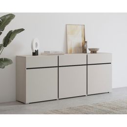 OTTO home Sideboard &raquo;Cross,Breite 180 cm, moderne grifflose Kommode,3 T&uuml;ren/3 Schubk&auml;sten&laquo; Schubladenschrank mit viel Stauraum, Einlegeb&ouml;den 
