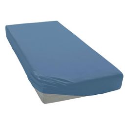 Elegante Spannbettlaken &raquo;Mako-Jersey&laquo; in hochwertiger Qualit&auml;t mit Elasthan-Anteil blau Mako-Jersey, Obermaterial: 97% Baumwolle, 3% Elasthan 1 Stk., Mako-