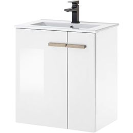 Home Affaire Waschtisch &raquo;SOLiD, Unterschrank inkl. Waschbecken, Badschrank mit Holzgriffe&laquo; in zwei Farben verf&uuml;gbar, inkl. Waschbecken, Breite 60 cm 