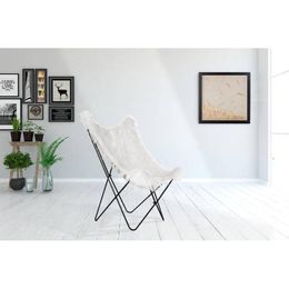Kayoom Stuhl &raquo;Schmetterling-Stuhl Lynn 110, weicher Bezug aus Kunstfell&laquo; () 1 Stk.weicher Bezug aus Kunstfell, teilweise handgefertigt wei&szlig; Metall, Kunstfell