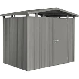 BioHort Ger&auml;tehaus &raquo;PANORAMA Gr. P2 quarzgrau-metallic mit Standardt&uuml;r&laquo; aus Metall mit umlaufendem Acrylglas-Lichtband grau Stahl Einheitsgr&ouml;&szlig;e