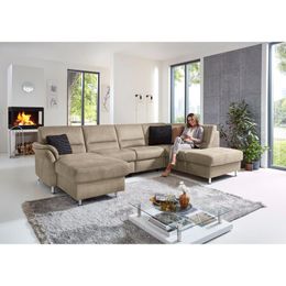 Die PlanBar Wohnlandschaft &raquo;ZE-EM16033 U-Form, Breite 316 cm&laquo; wahlweise mit Kopfst&uuml;tzen und echt bezogenem R&uuml;cken 100% Polyester B/H/T: 316cm x 203cm,