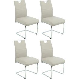 Hela Freischwinger &raquo;FLORA Freischwinger mit Griff, 140kg belastbar&laquo; (Set) 4 Stk.XL-Esszimmerstuhl, Federkern f&uuml;r Sitzkomfort braun Kunstleder, Metall,