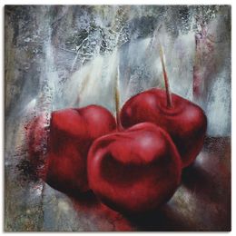 Artland Leinwandbild &raquo;Kirschen&laquo; Speisen 1 Stk. tlg. auf Holzrahmen gespannt rot Leinwand B/H/T: 70cm x 70cm, Leinwandbild Speisen quadratisch, 1 Stk.