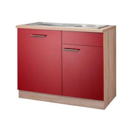 Wiho-K&uuml;chen wiho K&uuml;chen Sp&uuml;lenschrank &raquo;Montana&laquo; 110 cm breit, inkl. T&uuml;r/Griff/Sockel f&uuml;r vollint. Geschirrsp&uuml;ler rot B/H/T: 110cm x 85cm x 60cm, T&uuml;ren: 2 Stk.