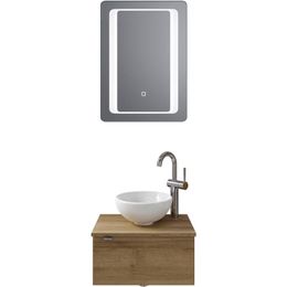 Badm&ouml;bel-Set &raquo;Serie 6915&laquo; 4 Stk. tlg. braun B/H/T: 51cmcm x 200cmcm x 35cmcm, T&uuml;ranschlag: rechts/Armaturbohrung: rechts