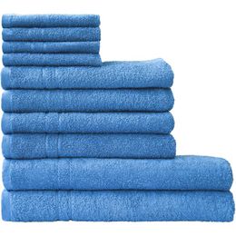 Dyckhoff Handtuch Set &raquo;Kristall&laquo; Set 10 Stk. Walkfrottee mit feiner Bord&uuml;re, Duscht&uuml;cher, Handt&uuml;cher und G&auml;stet&uuml;cher blau Walkfrottee, Obermaterial: 100% 