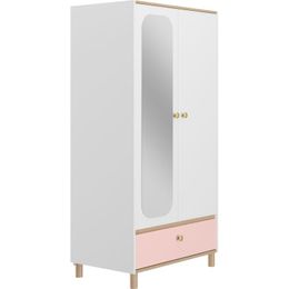 Kleiderschrank &raquo;Romy&laquo; 1 Stk. tlg. Elegantes Design f&uuml;r eine sanfte und feminine Atmosph&auml;re. rosa Holzwerkstoff Weiss, B/H/T: 94cm x 185cm x 58cm, 