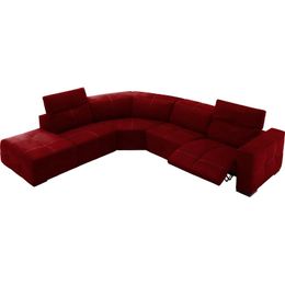 Egoitaliano Ecksofa &raquo;Sauvanne, Designsofa der Extraklasse, elegant und bequem, L-Form&laquo; wahlweise mit elektrischer Relaxfunktion, Kopfteilverstellung rot Leder &raquo;