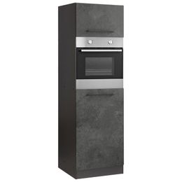 KOCHSTATION Backofen/K&uuml;hlumbauschrank &raquo;KS-Tulsa&laquo; 60 cm breit, 200 cm hoch, mit Nischenma&szlig; 88 cm grau grafit, B/H/T: 60cm x 200cm x 60cm, T&uuml;ren: 2 Stk.