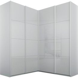 Rauch Schwebet&uuml;renschrank &raquo;Kleiderschrank Garderobe Eckkleiderschrank QUADRA mit edler Glasfront&laquo; Ma&szlig; 181x187 cm, H&ouml;hen 210/229 cm, inkl. Soft-Close-