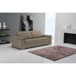 Egoitaliano 2,5-Sitzer &raquo;Cecilia, modern & elegant, erstklassiger Sitzkomfort, Breite 234cm&laquo; mit verchromten Metallf&uuml;&szlig;en grau Leder &raquo;BULL&laquo; (echtes Rindsleder). 