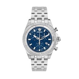 Versace Herren Chronograph &raquo;FORNAX&laquo; Quarzuhr, Armbanduhr, Herrenuhr, Swiss Made, Edelstahlarmband, analog silber Einheitsgr&ouml;&szlig;e