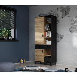 FORTE Stauraumregal Stauraumregal, viel Platz, Metallf&uuml;&szlig;e, Schlaufengriffe braun Holzwerkstoff B/H/T: 83,1cm x 200,7cm x 41,5cm, 11 Stk. offene F&auml;cher