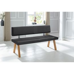 OTTO home Bank &raquo;Mobilar Rio&laquo; mit R&uuml;ckenlehne und aus Massivholz schwarz Kunstleder B/H/T: 160cm x 89cm x 53cm, Kunstleder, Bank 160cm,mit R&uuml;ckenlehne