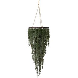 Creativ green Winterliche Kunstpflanze &raquo;Weihnachtsdeko&laquo; H&auml;ngezweige mit Metallring &Oslash; 41 cm, Rebenkranz und Aufh&auml;ngung gr&uuml;n Kunststoff &Oslash;/H: 41cm x 