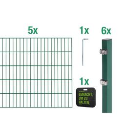 Alberts Doppelstabmattenzaun &raquo;Grundset&laquo; H&ouml;he: 80-200 cm, Gesamtl&auml;nge: 4-30 m, zum Einbetonieren gr&uuml;n Stahl H/L: 100cm x 10m