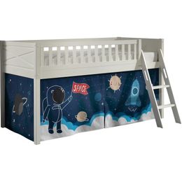 Vipack Hochbett &raquo;Scott&laquo; Made in Europe, mit schr&auml;ger Leiter, LF 90x200 cm, Vorhang, Tunnel, 7 Designs wei&szlig; 100% Polyester Liegefl&auml;che B/L: 90cm x 200cm, kein