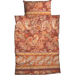 CASATEX Bettw&auml;sche &raquo;Sentta&laquo; 2 Stk. harmonisches Paisleydessin orange Satin, Obermaterial: 100% Baumwolle B/L: 135cm x 200cm, 1 Stk., 1 Stk., Satin, B/