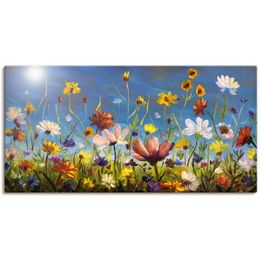 Artland Wandbild &raquo;Wildblumenwiese blauer Himmel&laquo; Blumenwiese 1 Stk. tlg. als Leinwandbild, Poster in verschied. Gr&ouml;&szlig;en bunt B/H/T: 60cm x 30cm, Leinwandbild 