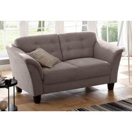 OTTO home 2-Sitzer &raquo;Trondheim&laquo; mit Federkern, Knopfheftung im R&uuml;cken, F&uuml;&szlig;e Buche grau Struktur fein (100% Polyester);Flachgewebe (100% Polyester);
