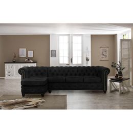 Home Affaire Chesterfield-Sofa &raquo;Rysum L-Form&laquo; Chesterfield-Optik mit Ottomanen-Abschlu&szlig; grau Luxus-Microfaser Lederoptik (100% Polyester);Kunstleder B