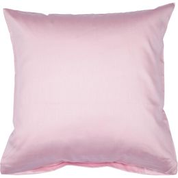 Janine Kissenbezug &raquo;Colors Mako Satin&laquo; mit Rei&szlig;verschluss, uni Kissenh&uuml;lle, feinf&auml;dig, 100% Baumwolle rosa Mako-Satin, Obermaterial: 100% Baumwolle B/L: 50cm