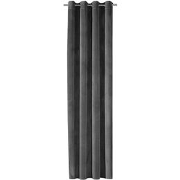 GERSTER Gardine &raquo;Fenja&laquo; &Ouml;sen 1 Stk. tlg. &Ouml;senschal aus Samtstoff grau Wirkware, Polyester 235cm, &Ouml;sen, 140cm