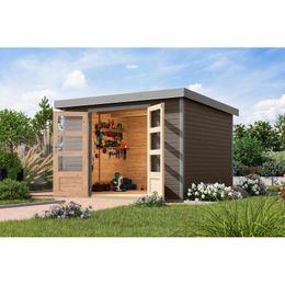 Karibu Gartenhaus &raquo;Jupiterino 5, in verschiedenen Farben&laquo; Massivholz ohne Fu&szlig;boden, Blechdach
