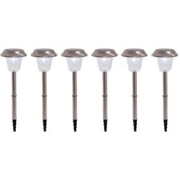 N&auml;ve n&auml;ve LED Gartenleuchte &raquo;Gustav&laquo; 6 Stk. 6er-Set LED Au&szlig;enleuchte mit Erdspie&szlig; silber &Oslash; 10,5cm H: 39cm, 6 Stk.
