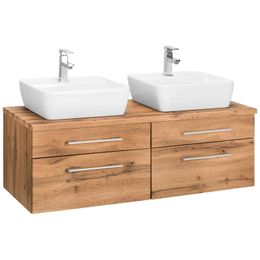Welltime Waschbeckenunterschrank &raquo;Davos&laquo; Badm&ouml;bel, Waschtisch inkl. Waschbecken, Breite 120 cm braun eichefarben, B/H/T: 120cm x 55cm x 47cm