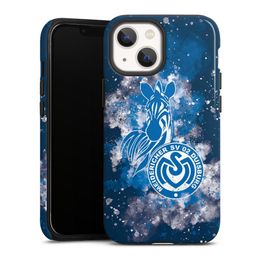 DeinDesign iPhone 13 Mini Handy Panzer Handyh&uuml;lle robuste Outdoor H&uuml;lle Schutzh&uuml;lle gl&auml;nzend Msv Duisburg Official Licensed Product Water Colour Tough Case