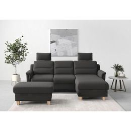 Sit & More sit&more Ecksofa &raquo;Far&ouml; L-Form&laquo; inklusive Federkern, wahlweise mit Schlaffunktion und Bettkasten grau B/H/T: 234cm x 90cm x 168cm, Luxus-Microfaser 