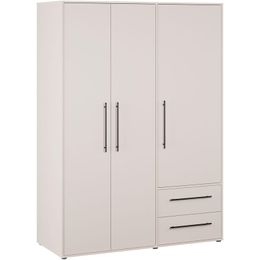 FORTE Kleiderschrank &raquo;Mokkaris, Garderobe, zeitloses Design, 3 T&uuml;ren, Made in Europe&laquo; B/H/T ca. 144x200x59cm, Zwei Schubladen, schwarze Stangengriffe,