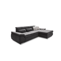 Die PlanBar Ecksofa &raquo;MP-IN16037 L-Form, Breite 289 cm, mit Kaltschaum-Polsterung&laquo; mit Sitztiefenverstellung & Zierkissen grau 100% Polyester B/H/T: 
