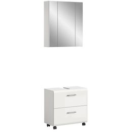 Welltime Badm&ouml;bel-Set &raquo;FLORENZ, 2-tlg. Bad-Kombination, hochwertige MDF-Front&laquo; best. aus: 1 Spiegelschrank, 1 Waschbeckenunterschrank, 3 Stk. tlg. 