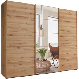 Wiemann Schwebet&uuml;renschrank &raquo;Cardiff&laquo; mit massiven Holzt&uuml;ren und Spiegel braun Floatglas, Holzwerkstoff B/H/T: 295,2cm x 217cm x 67cm, T&uuml;ren: 3 Stk.