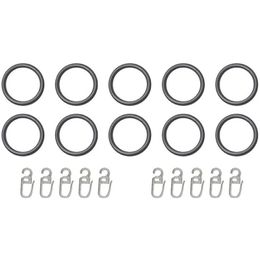 Indeko Gardinenring f&uuml;r Vorhangstangen bis &Oslash; 20 mm grau Metall &Oslash; 2cm, 10 Stk.