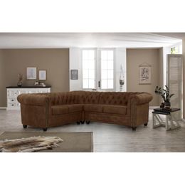 Home Affaire Chesterfield-Sofa &raquo;Rysum L-Form&laquo; Chesterfield-Optik, gleichschenklig braun Luxus-Microfaser Lederoptik (100% Polyester);Kunstleder B/H/T: