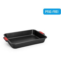 Woll Backform &raquo; Let's bake! Kuchenform, rechteckig&laquo; mit Antihaftversiegelung und integrierten Silikongriffen, PFAS-Frei schwarz Aluminium B/H/L: 23cm 
