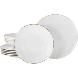 Creatable Tafelservice &raquo;Valencia Gold, Tafel-Service 12-tlg&laquo; Teller Set, Elegant, Goldrand wei&szlig; Porzellan 12 Stk.