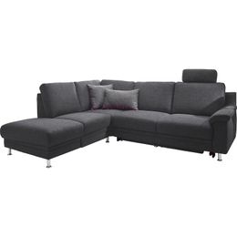 3C Carina Ecksofa &raquo;Korfu L-Form&laquo; incl.- 1 Kopfst&uuml;tze, wahlweise mit Schlafunktion und Stauraum grau Chenille Easy care (100% Polyester);Struktur (100%