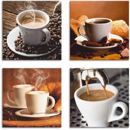 Artland Leinwandbild &raquo;Kaffee Bilder&laquo; Getr&auml;nke 4 Stk. tlg. 4er Set, verschiedene Gr&ouml;&szlig;en braun Leinwand, MDF B/H/T: 30cm x 30cm, Leinwandbild Getr&auml;nke 