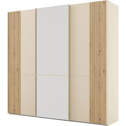 Musterring Schwebet&uuml;renschrank &raquo;Isabelle&laquo; T&uuml;ren mit Lamellenoptik, mittige Spiegelt&uuml;r, verschiedene Gr&ouml;&szlig;en beige Hartfaserplatte, Holzwerkstoff, Kristallglas 