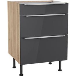 KOCHSTATION Unterschrank &raquo;KS-Aken&laquo; grau wildeiche Nachbildung, B/H/T: 60cm x 87cm x 58,4cm