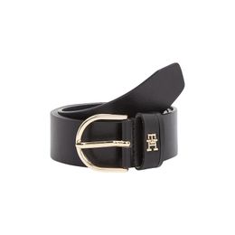 Tommy Hilfiger Damen Lederg&uuml;rtel &raquo;ESSENTIAL EFFORTLESS 3.5 cm breit&laquo; Ovale Einfachdornschlie&szlig;e, Logoemblem schwarz 70